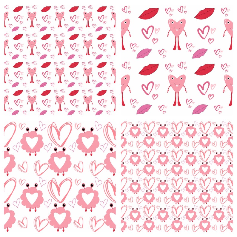 Cute Monsters Digital Papers Seamless Valentine Pattern Modern ...