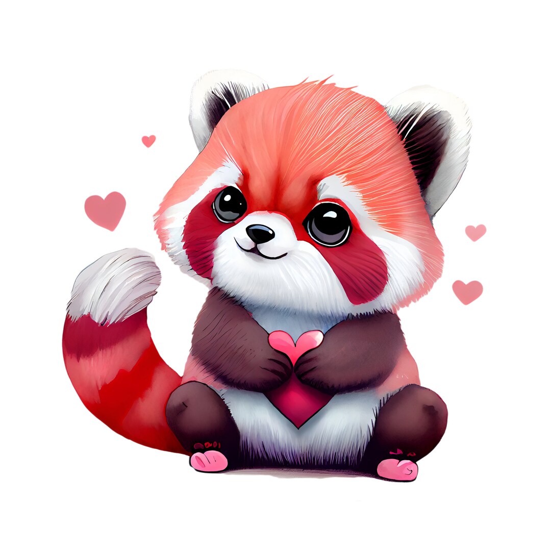 Cute Red Raccoon High Resolution Valentine's Day PNG A Great Image for ...