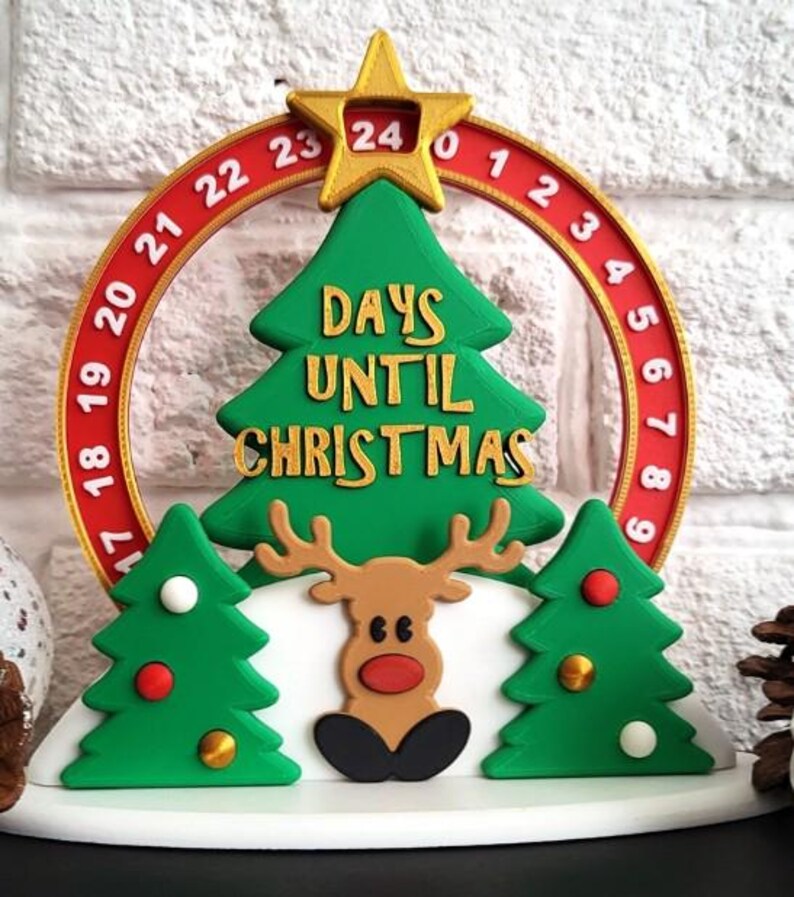 Reindeer Christmas Countdown Wheel Countdown Decor | Rotating Advent ...