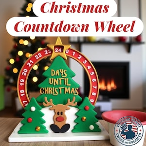Reindeer Christmas Countdown Wheel Countdown Decor | Rotating Advent ...