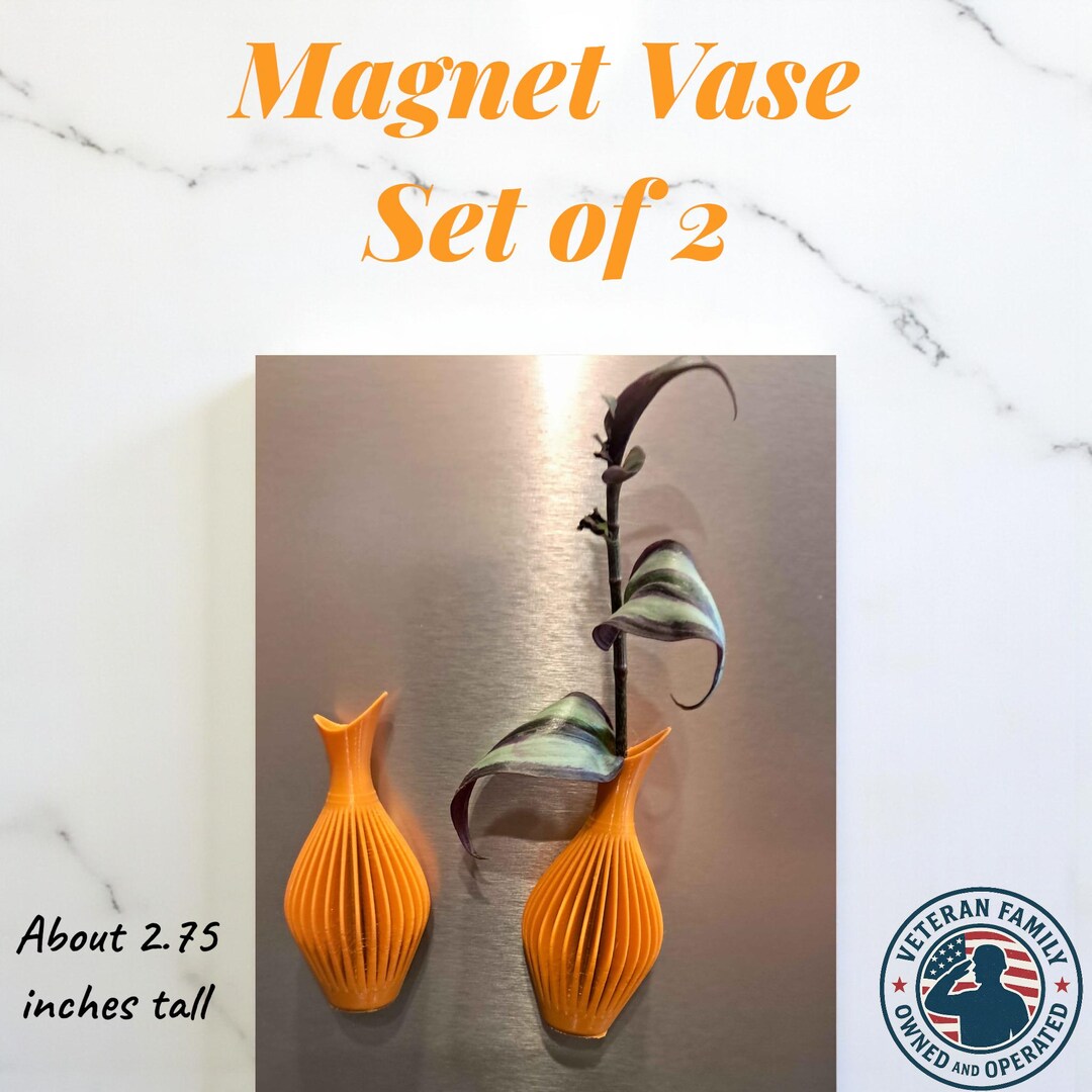 Magnet Fridge Vase Set of 2: 3D Printed Decor Veteran Family Made - Etsy