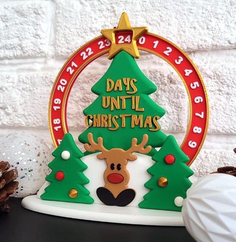 Reindeer Christmas Countdown Wheel Countdown Decor | Rotating Advent ...
