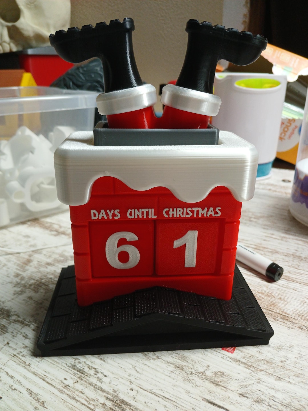 Santa in Chimney Christmas Countdown | Customizable | Veteran Made ...