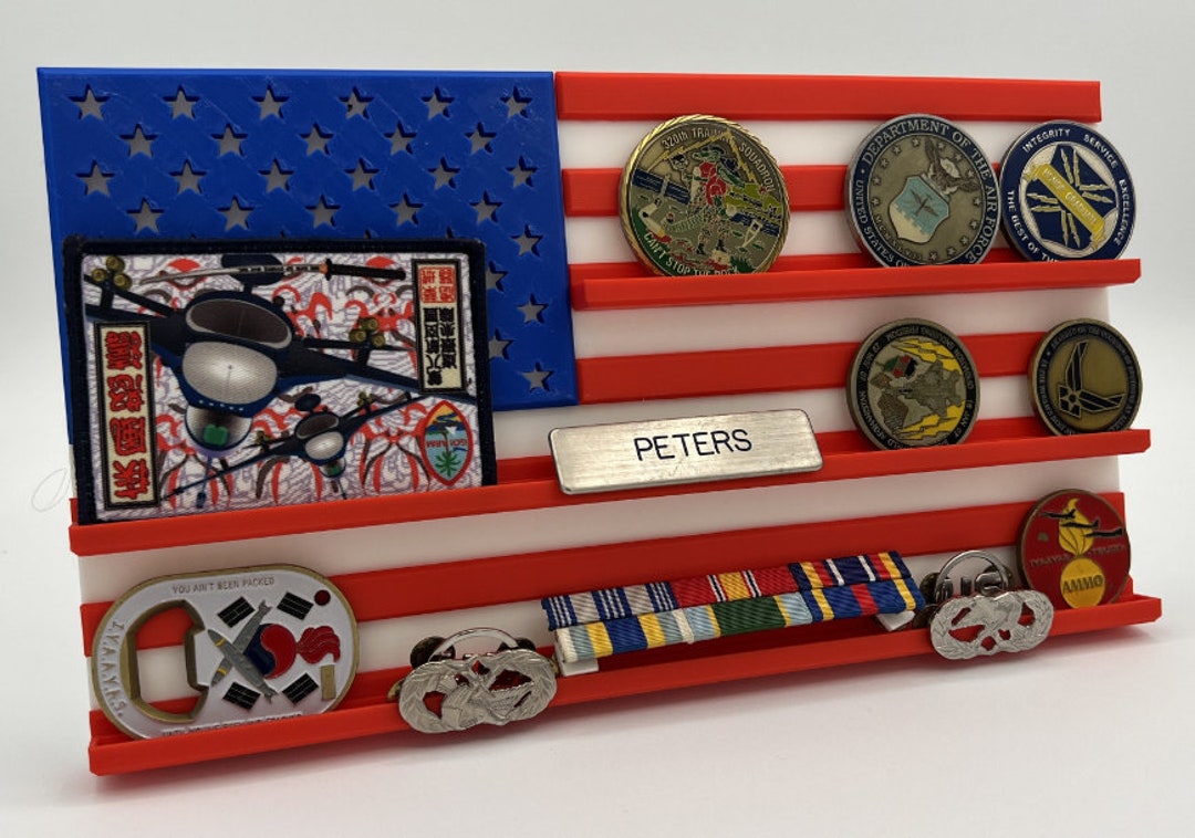 Flag Challenge Coin Display | VETERAN MADE | Rack | Case - Etsy