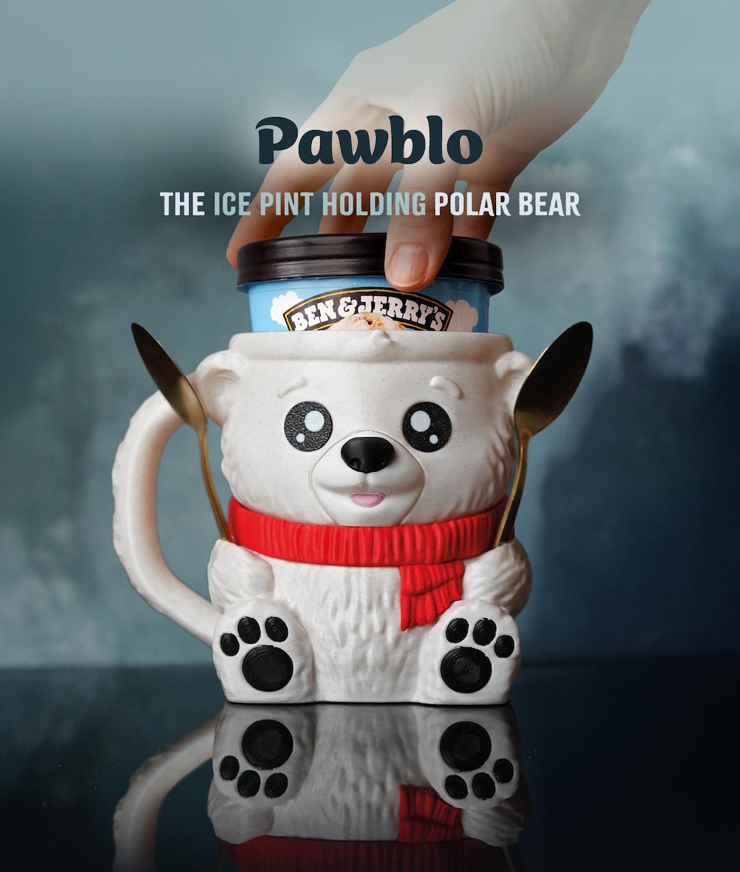 Bear Pint Ice Cream Holder | Polar Bear | Customizable | Veteran Family ...