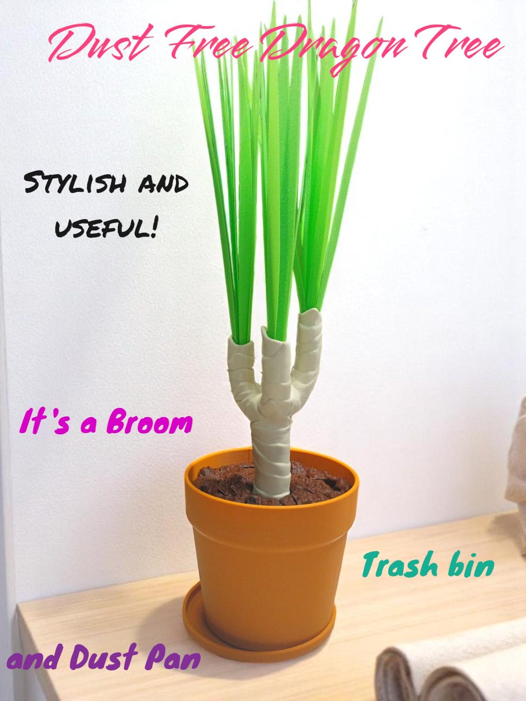 Dust-free Dragon Tree | Desk Top Broom | Useable Fake Plant ...