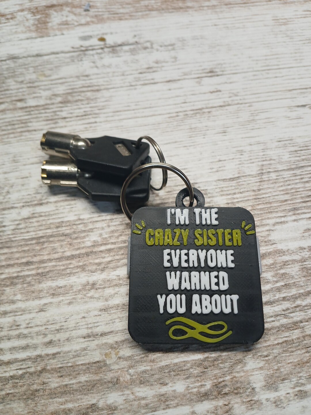 Crazy Sister Keyring | Keychain | 3d Printed | Pick Your Colors ...