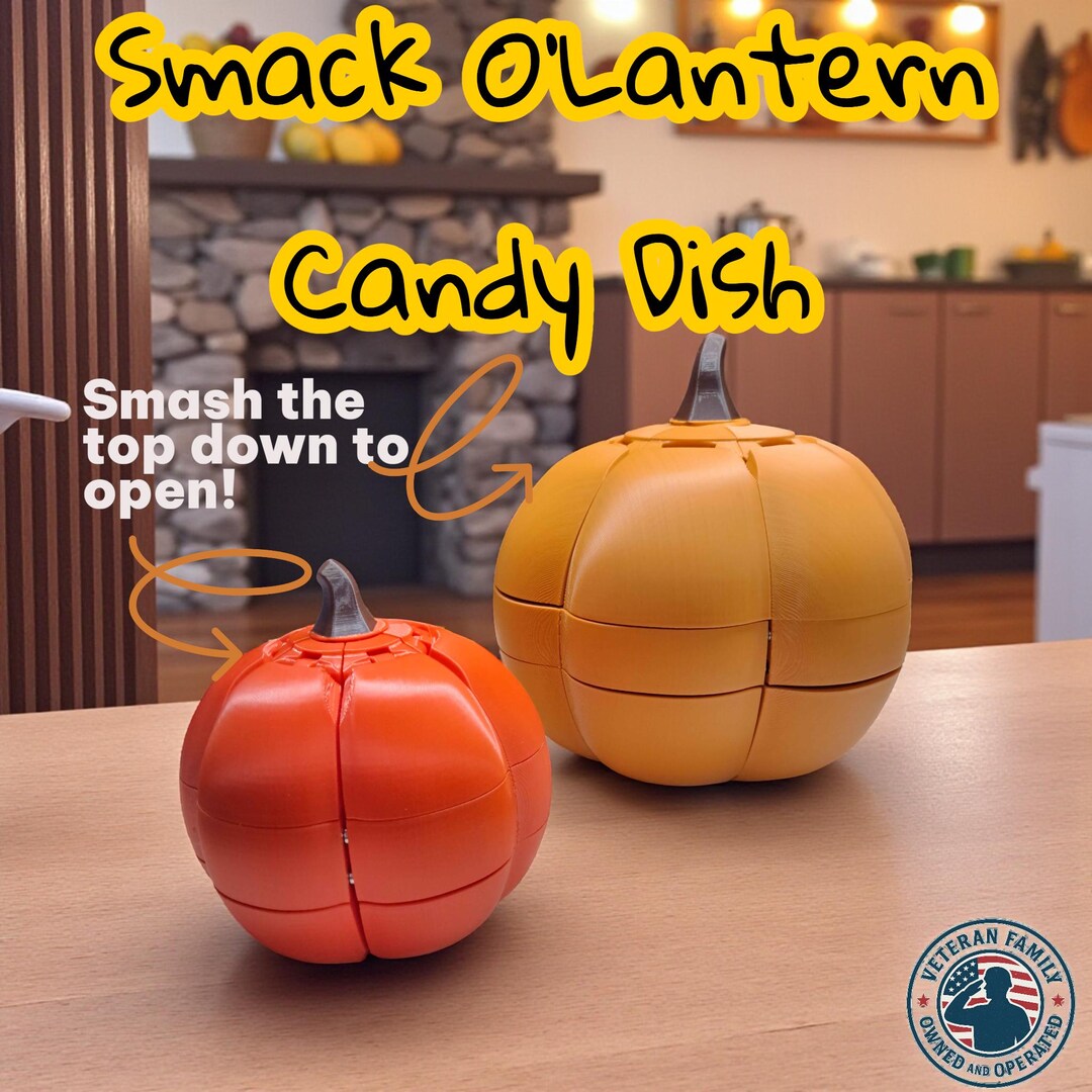 Smack O'lantern Candy Dispenser: Veteran Made Pumpkin Candy Bowl - Etsy