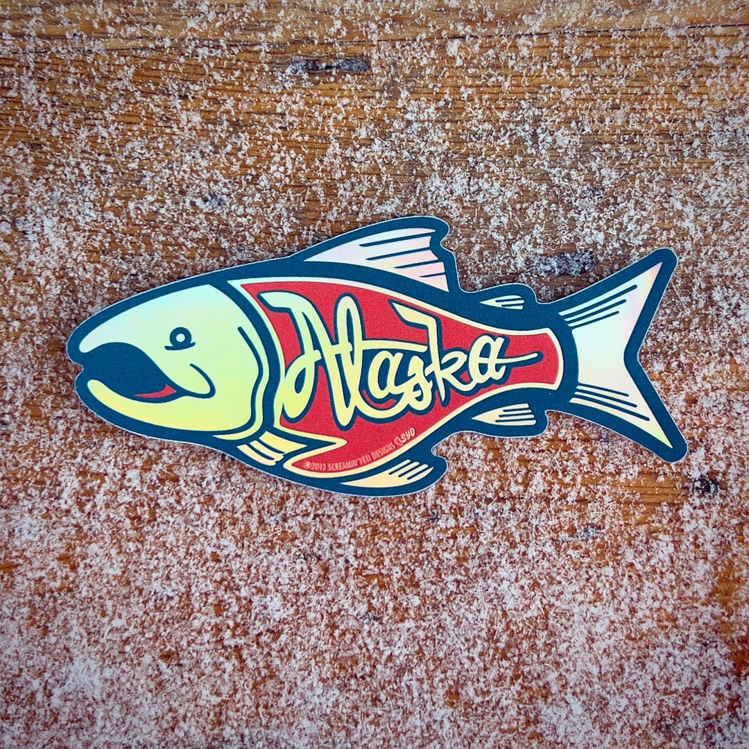 Alaska Salmon - Metallic - Digital Die-cut Sticker, Printed on ...