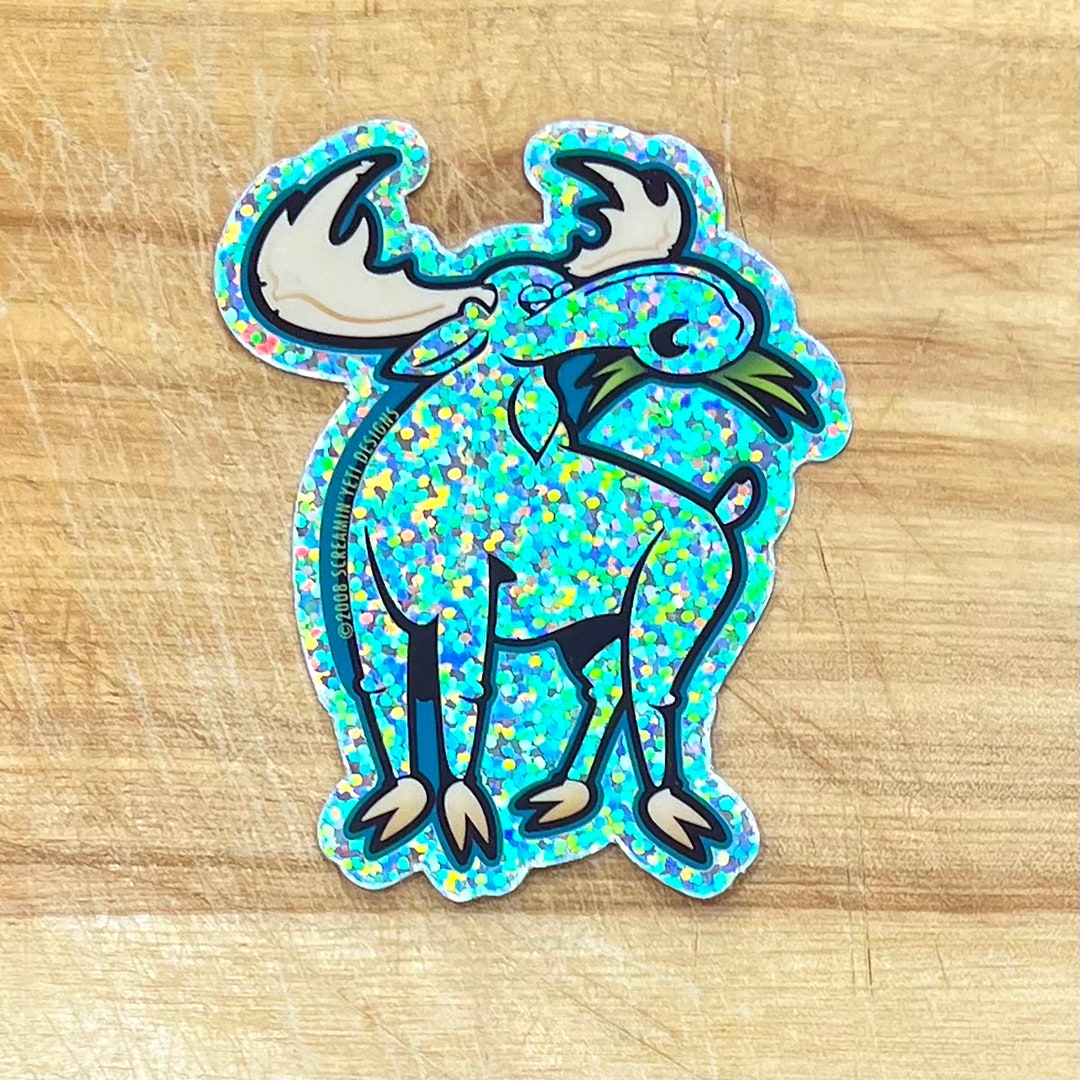 Magic Moose - Digital Die-cut Sticker, Printed on Glitter Vinyl ...