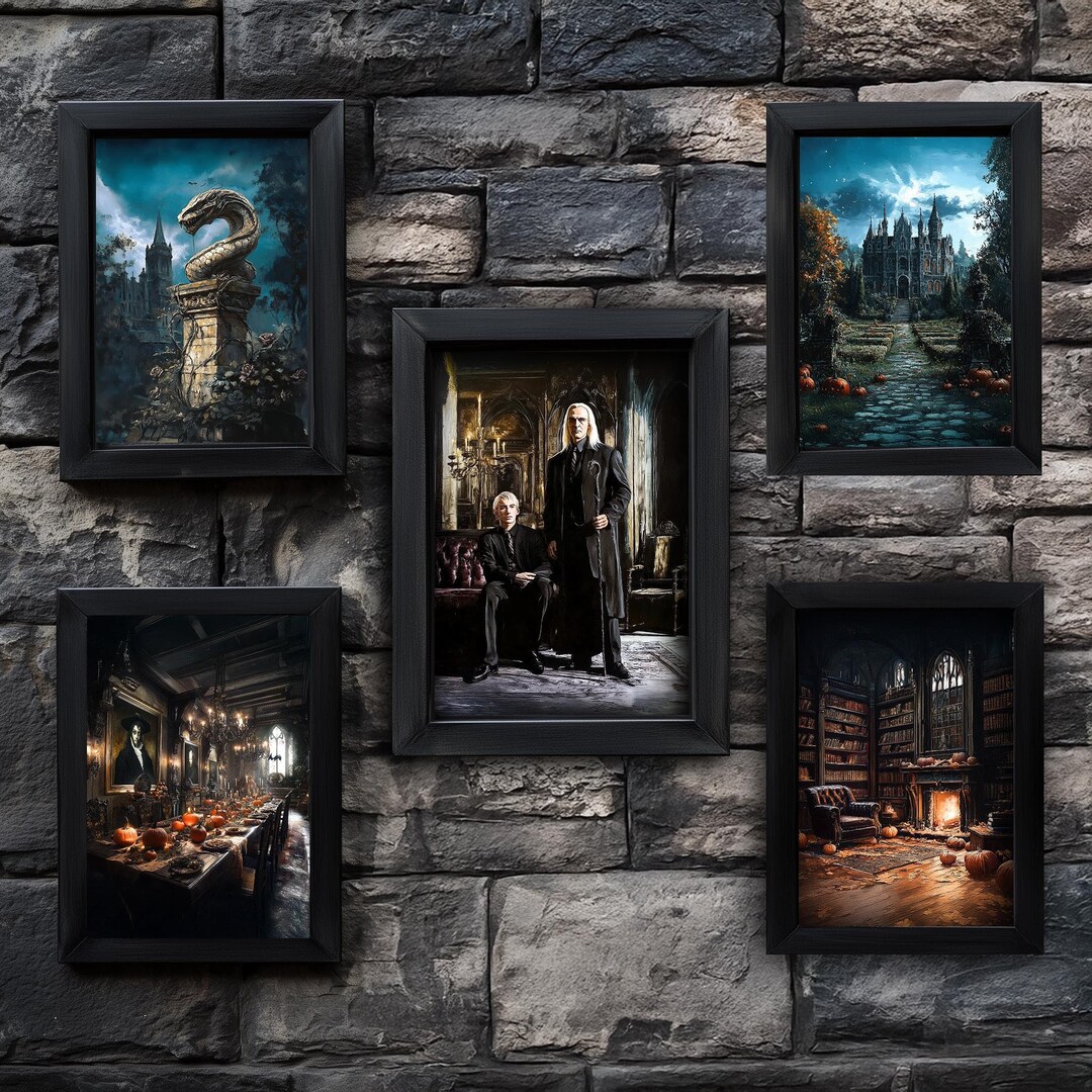 Set of 5 Wizards Family Printable Portaits, Wizarding Manor Wall Art ...