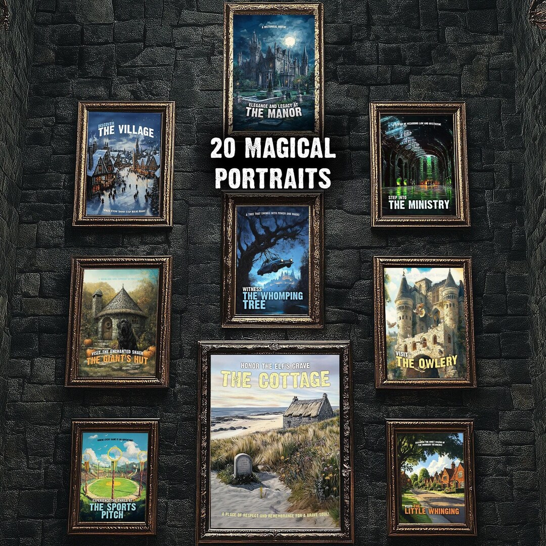 SET of 20 Magical Posters, Wizarding Places Portraits, Printable Wall ...