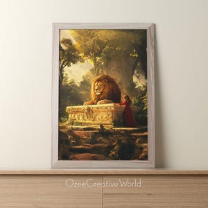 Aslan on Stone Table Wall Art, Printable Digital Home Decor, Fantasy ...