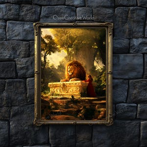 Aslan on Stone Table Wall Art, Printable Digital Home Decor, Fantasy ...