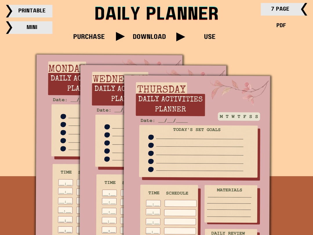 Undated Activity Planner Easy to Use Daily Organizer Digital ...