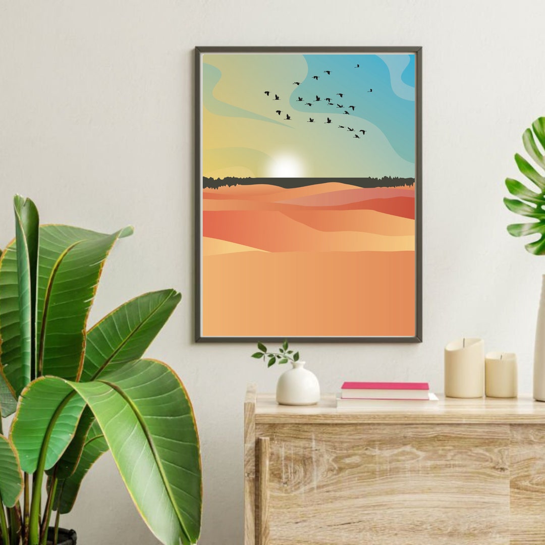 Desert Sunset Home Decor Printable Dorm Decor Minimalistic Desert ...