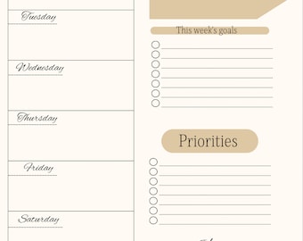 Custom Digital Weekly ADHD Planner Undated Student Weekly Organizer ...