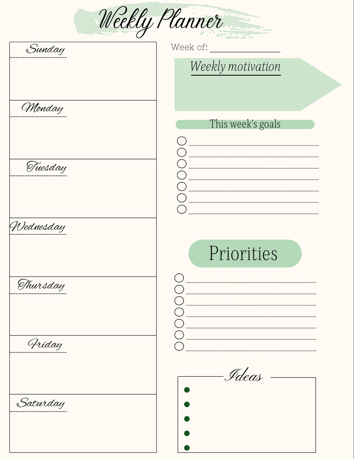 Customizable ADHD Digital Weekly Planner Undated To-do Checklist Goal ...