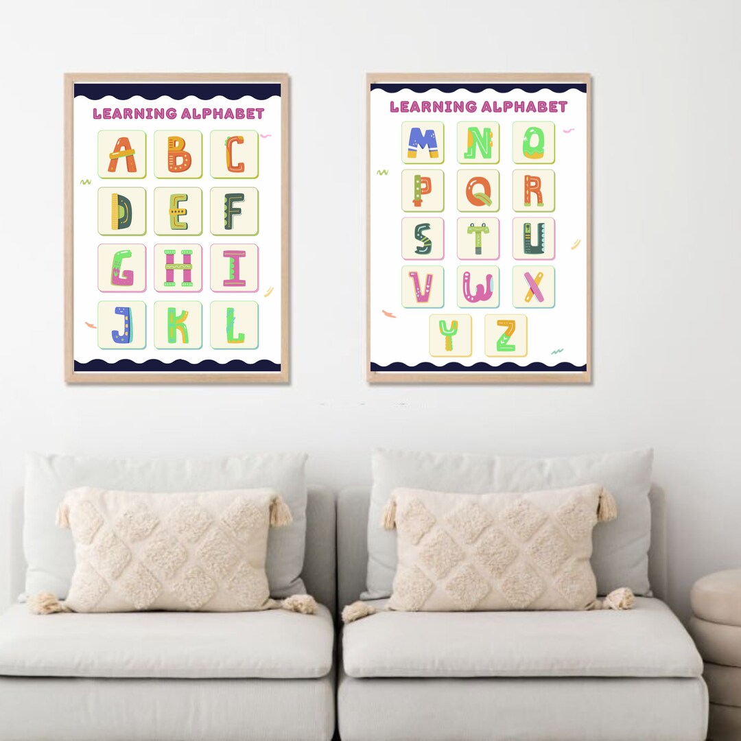 Kids A-Z Poster Alphabet Learning Poster Children Colorful Room Decor ...