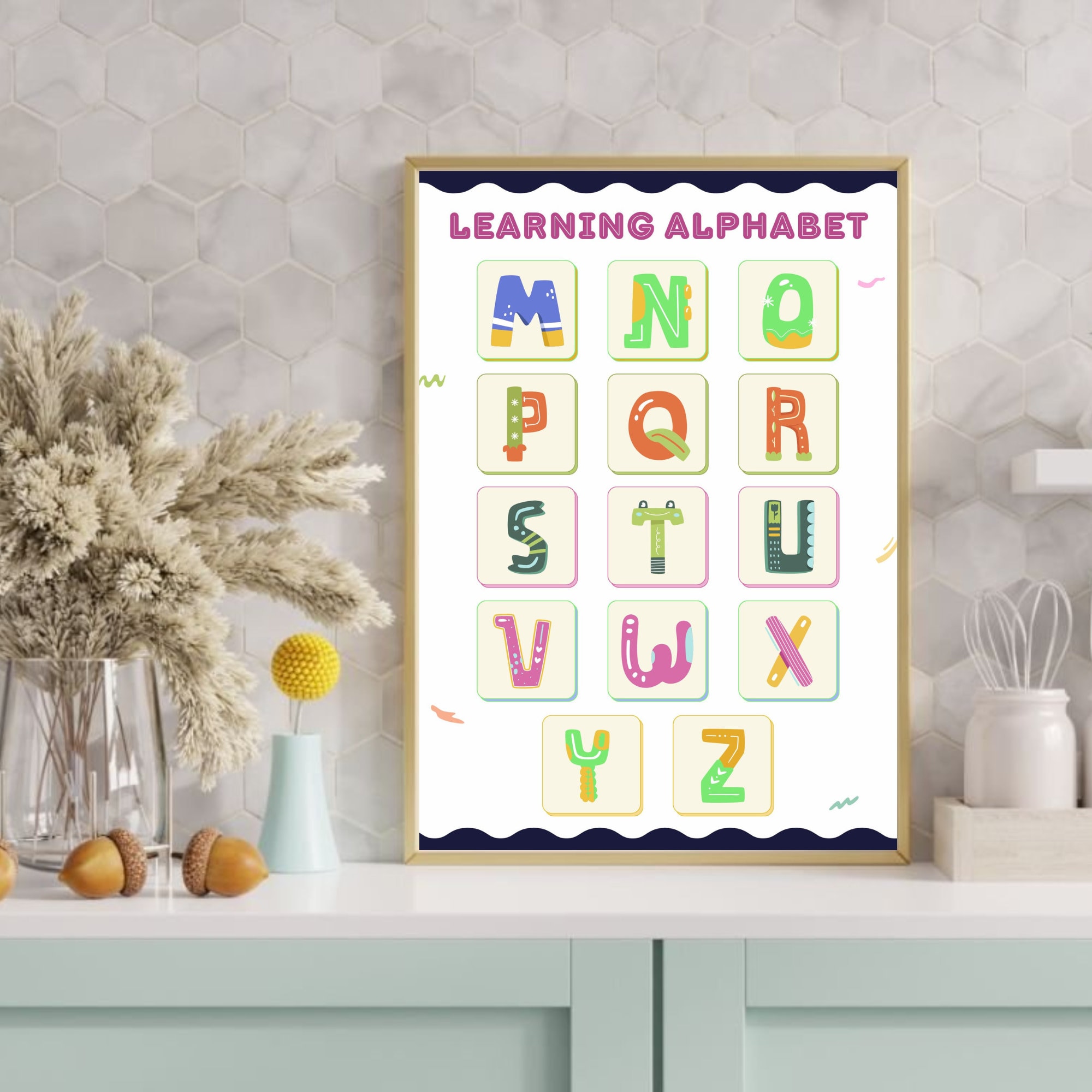 Niños A-Z Poster Alfabeto Póster de aprendizaje Niños Colorido ...