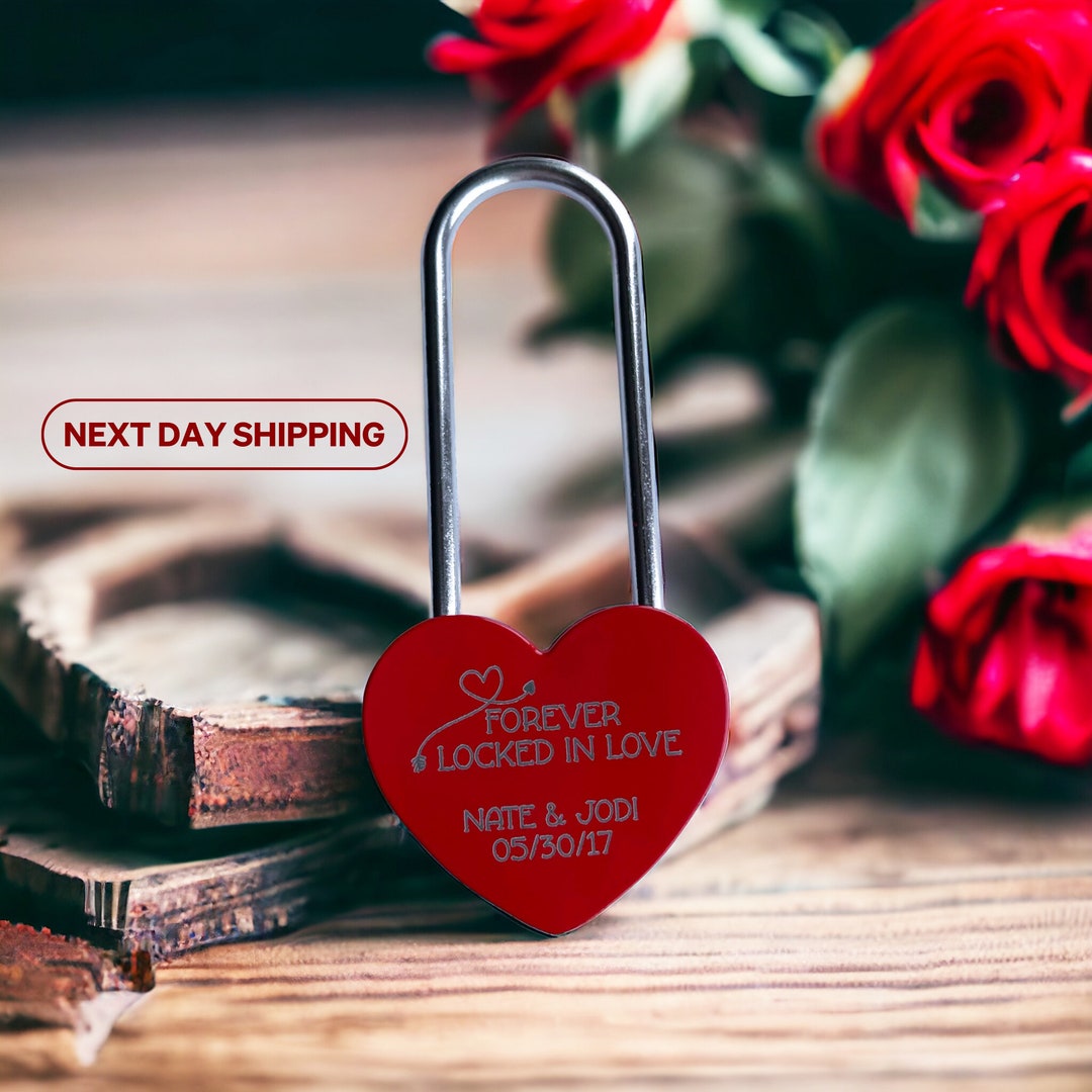 Forever Locked in Love Heart Lock Personalized Engraving Valentine's ...