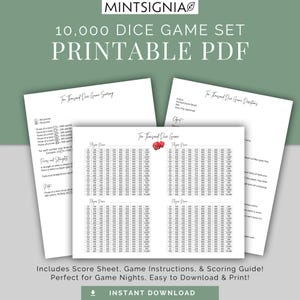 Ten Thousand Dice Game Set | Printable PDF With Player Score Sheet ...
