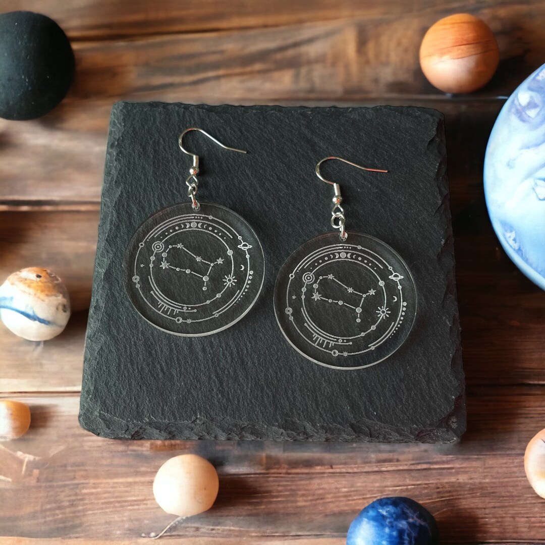 Gemini Constellation Laser-engraved Earrings 925 Sterling Silver - Etsy