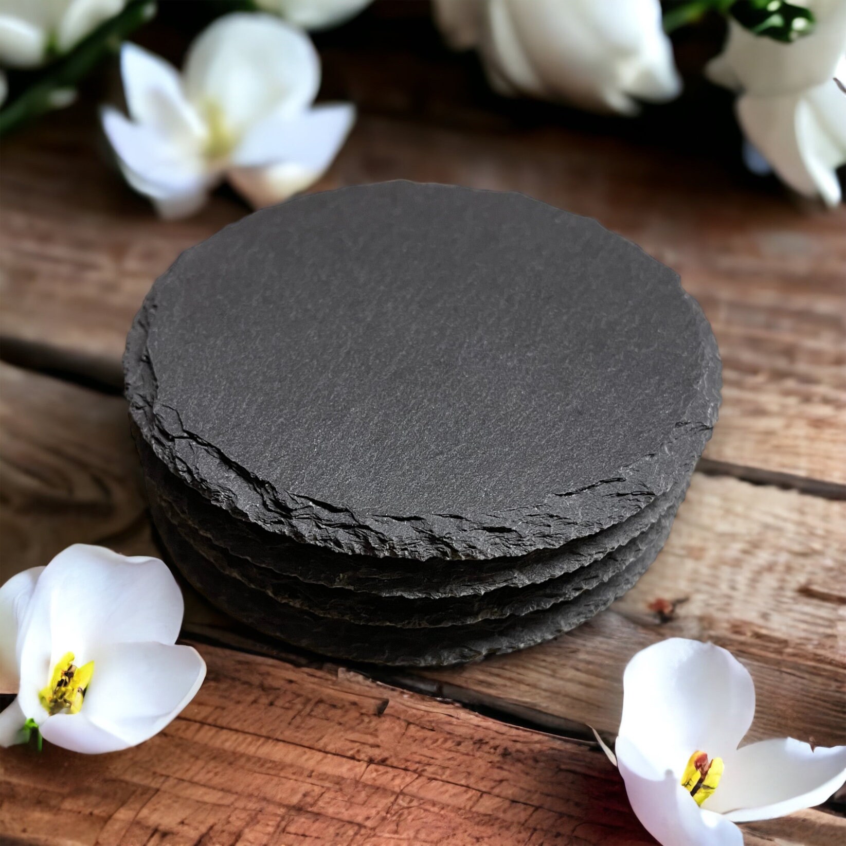 Personalized Leaf Monogram Slate Coaster set of 4 the - Etsy