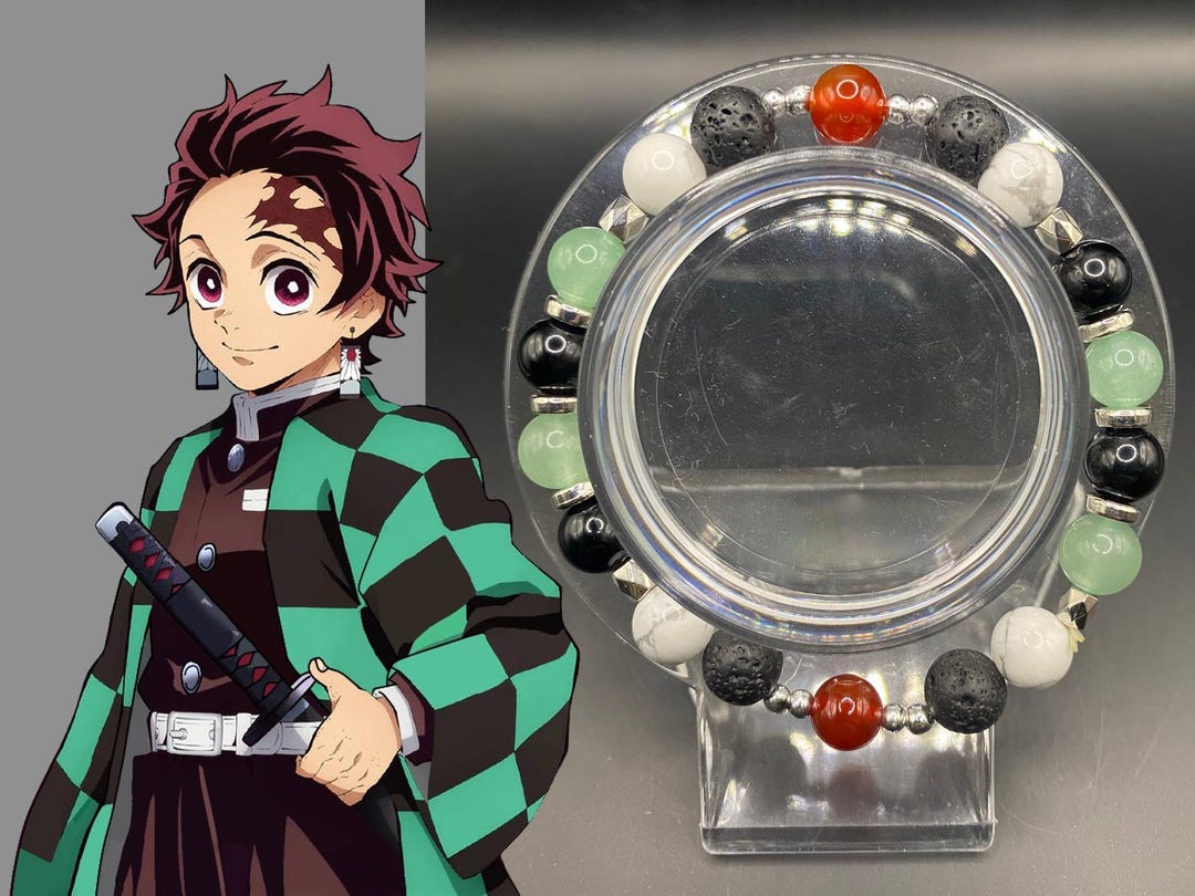 Tanjiro - Demon Slayer - Real Crystal Bead Bracelet - Etsy