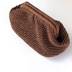 Small Straw Clutch in Black Paper Yarn Dumpling Clutch Bag Hand Woven ...