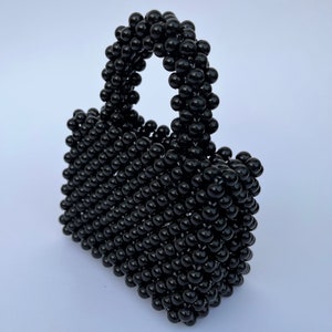 Mini Black Tophandle Bag Small Evening Bag Xs Crossbody Bag Black Pearl ...