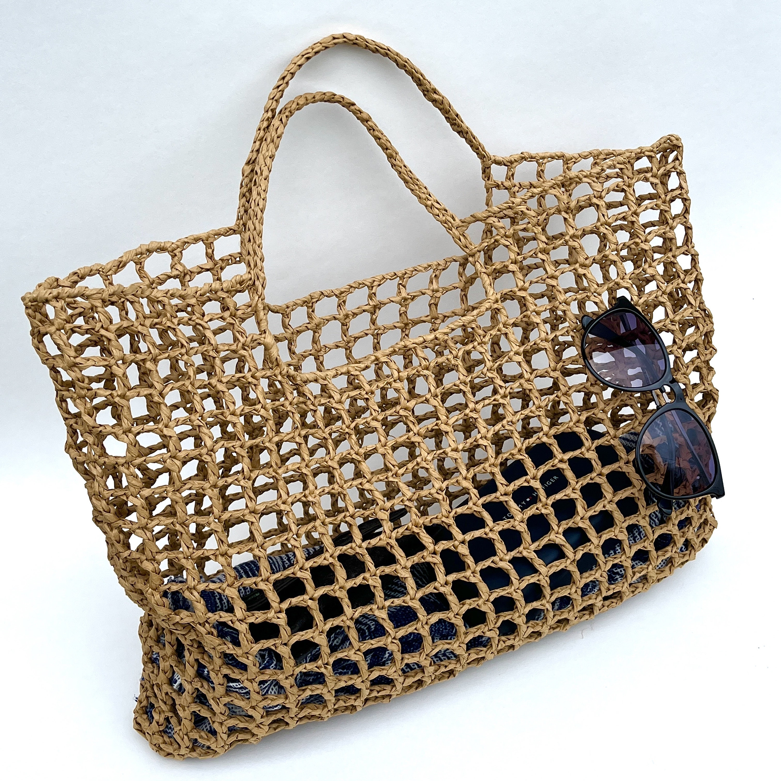 Natural Straw Beach Tote Sage Packable Raffia Beach Bag Vacation ...