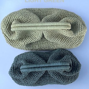 Small Straw Clutch in Black Paper Yarn Dumpling Clutch Bag Hand Woven ...
