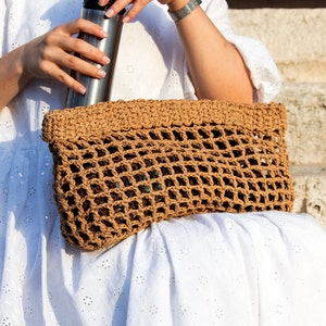 Oversized Straw Clutch, Natural Beach Mesh Bag Sand Raffia Summer Bag ...