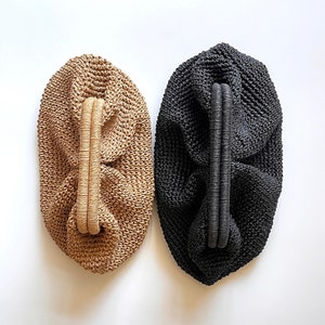 Small Straw Clutch in Black Paper Yarn Dumpling Clutch Bag Hand Woven ...