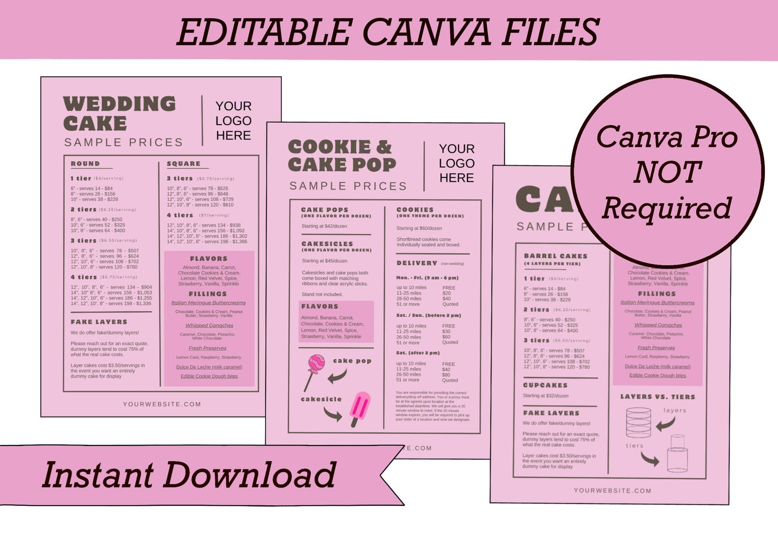 Editable Bakery Menu, Cake Menu - Instant Download - Etsy