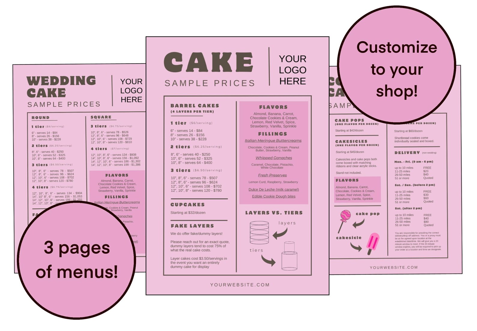 Editable Bakery Menu, Cake Menu - Instant Download - Etsy