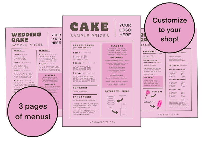 Editable Bakery Menu, Cake Menu - Instant Download - Etsy