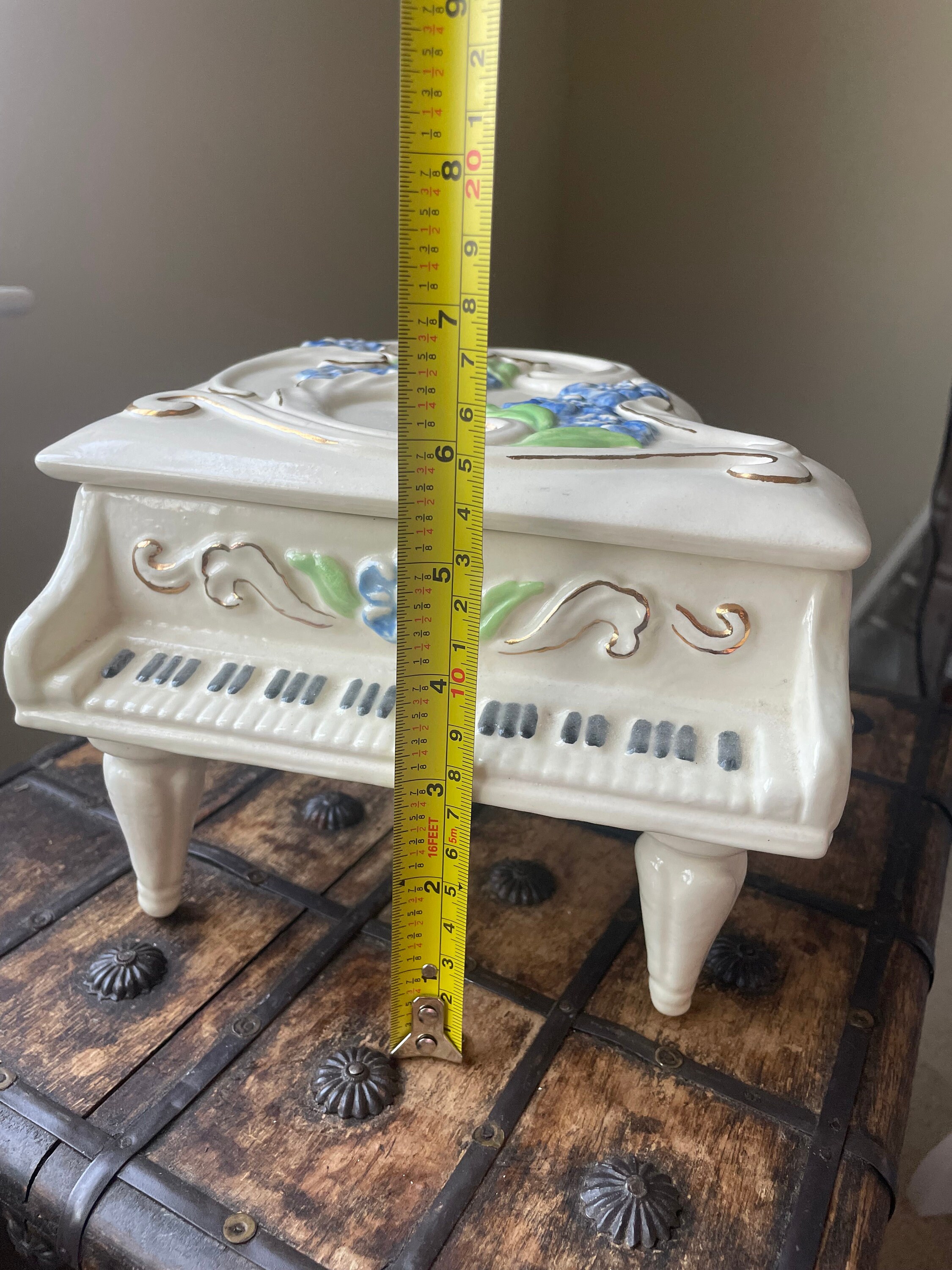 Vintage White Ceramic Grand Piano Velvet Lined Jewelry Box - Etsy