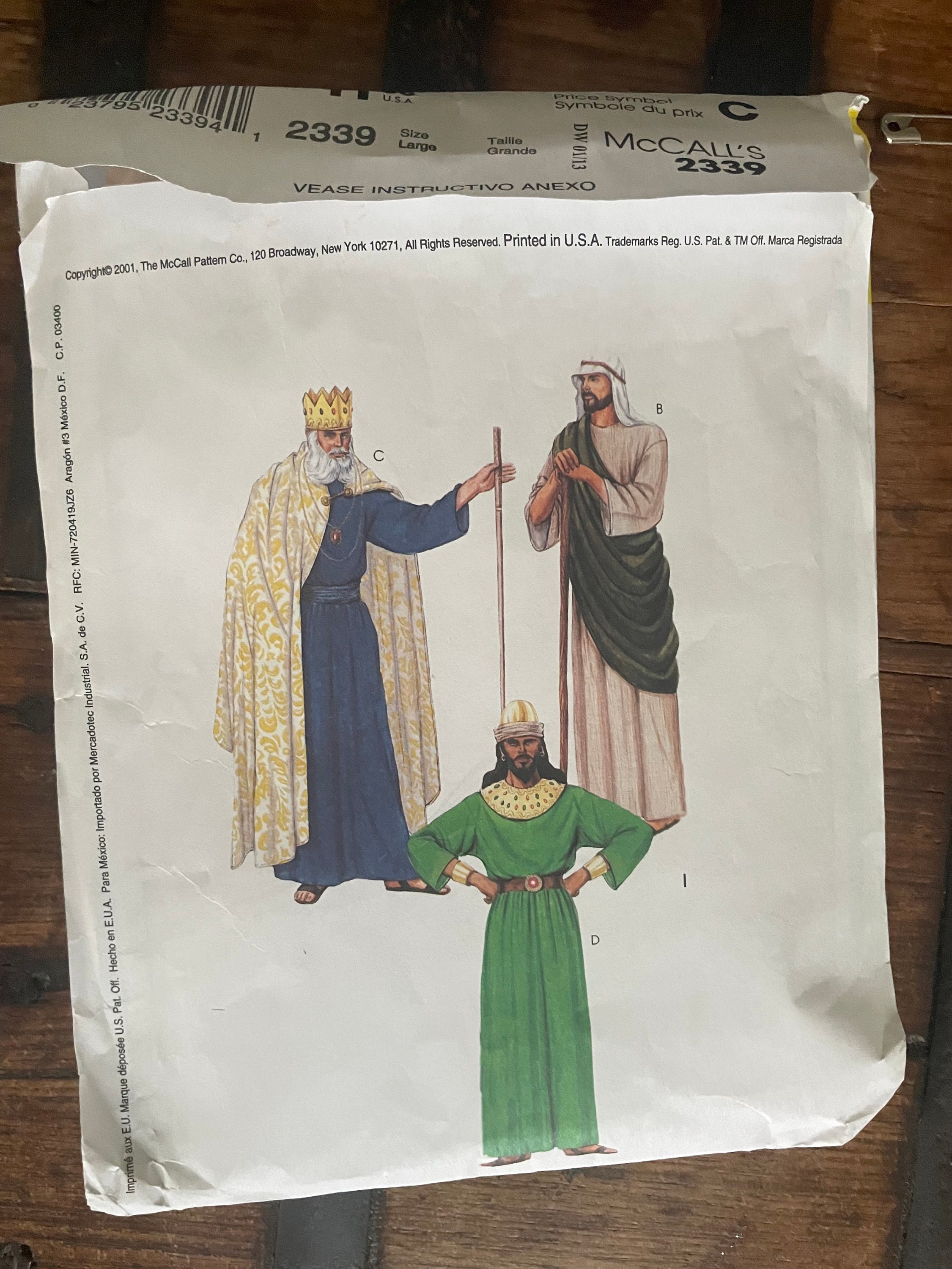 Vintage Mccall’s Biblical Sewing Patterns Costumes #2339 Size 40-42 ...