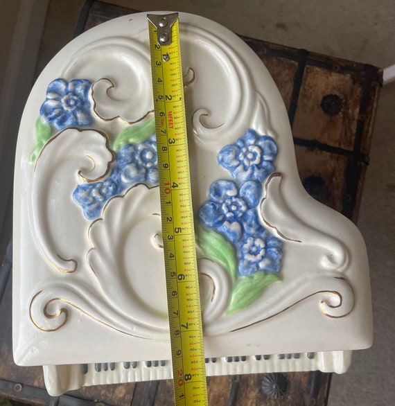 Vintage White Ceramic Grand Piano Velvet Lined Jewelr… - Gem
