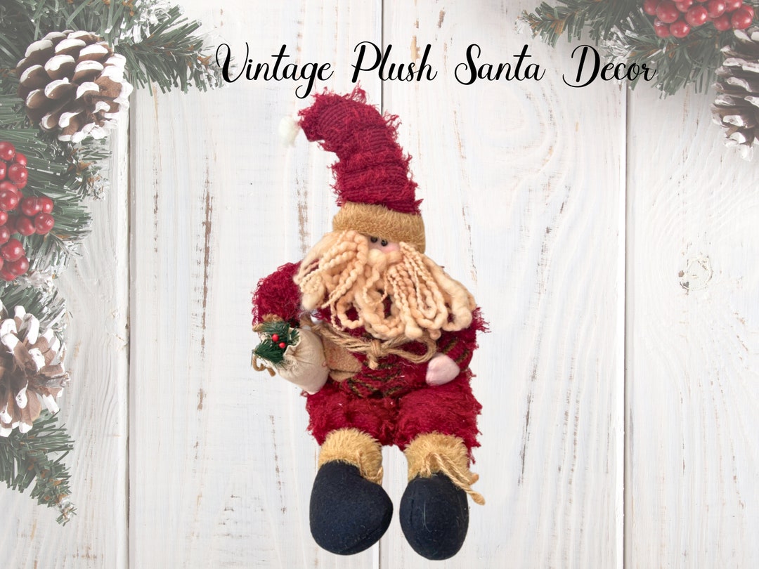 Vintage Plush Shelf Sitting Santa Claus 16" - Etsy