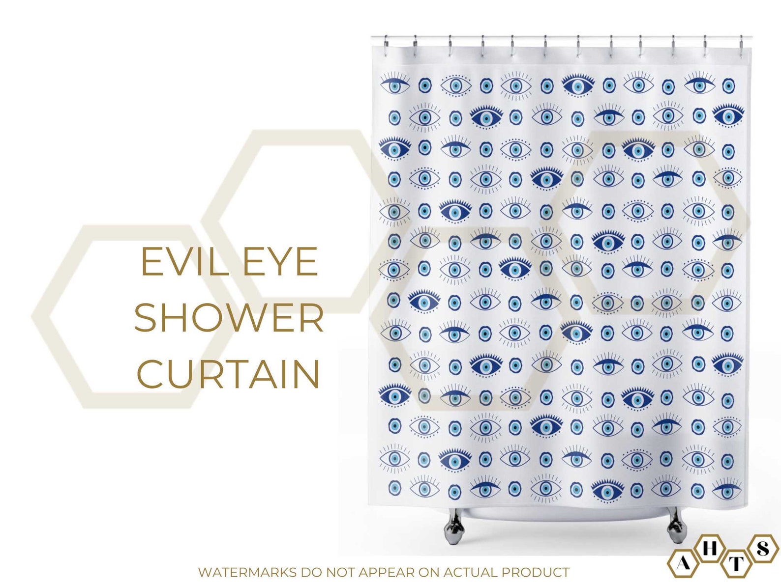 Evil Eye Shower Curtain | Evil Eye Print Bath Accessories | Evil Eye ...