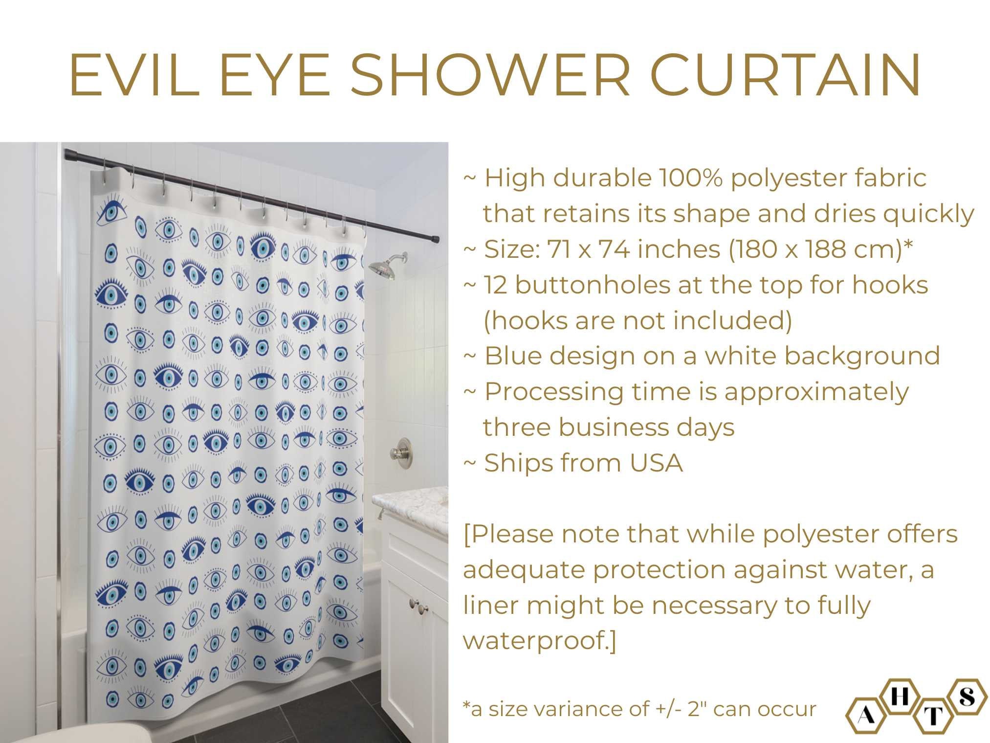 Evil Eye Shower Curtain | Evil Eye Print Bath Accessories | Evil Eye ...