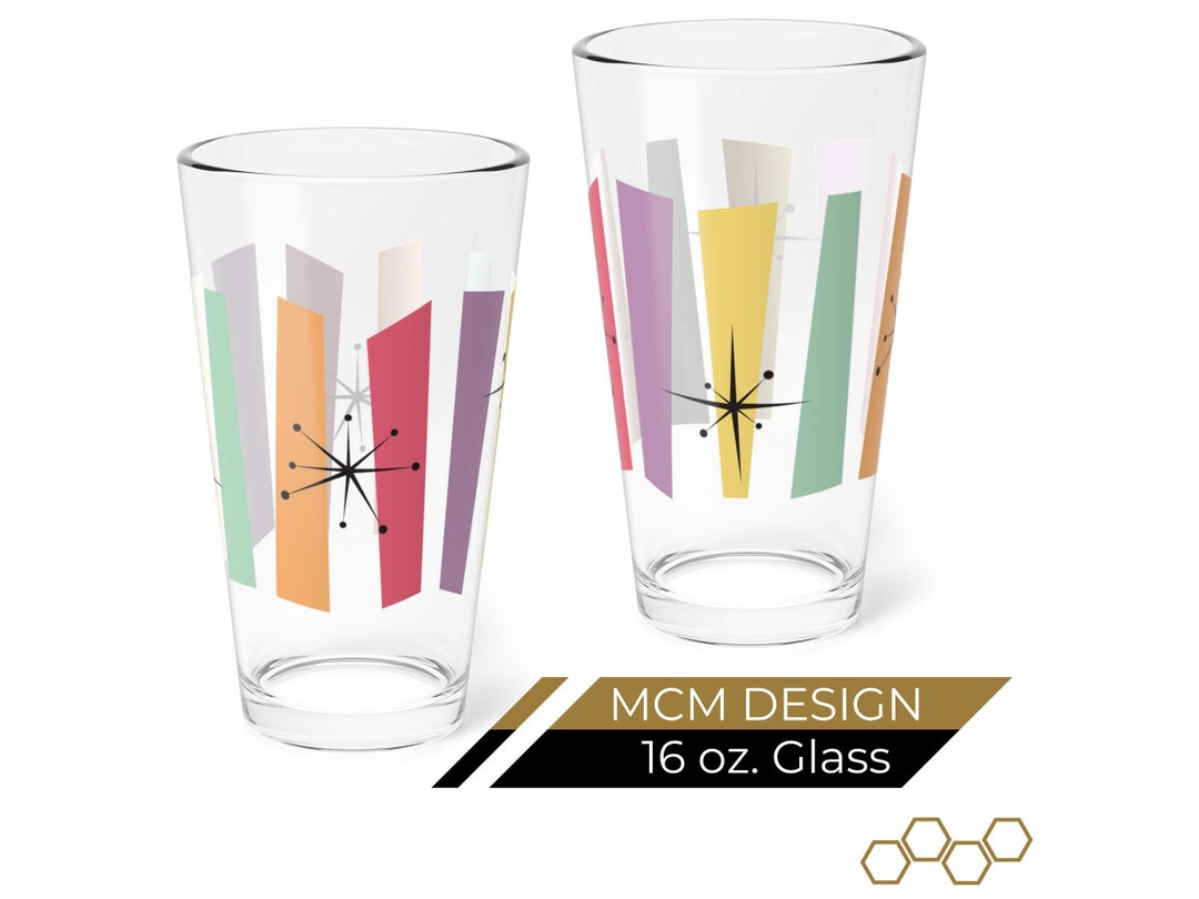 MCM Retro Pint Glass | 16 Oz. Mid-century Modern Design Drinking ...
