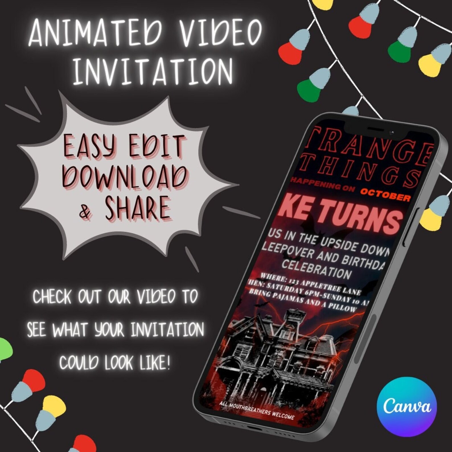 Stranger Things Invitation Template - Etsy