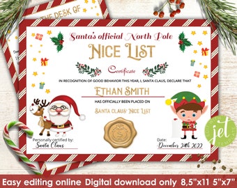 Editable Santa Naughty List Printable Customizable Official - Etsy