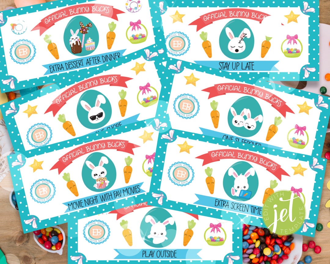 Editable Easter Bunny Bucks Printables, Easter Play Money, Easter Egg ...