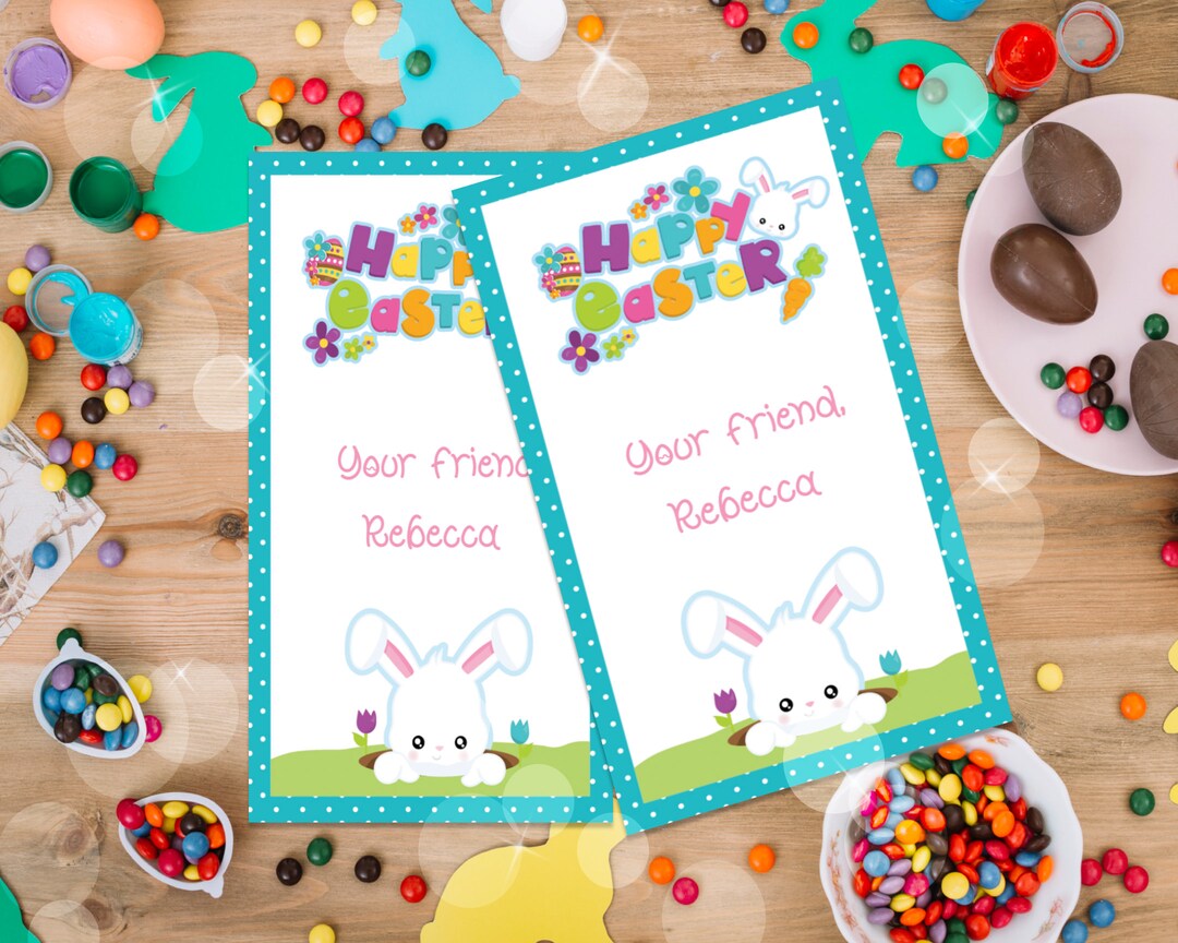 Editable Easter Bunny Gift Tag Favor Card Template, Easter Printable ...