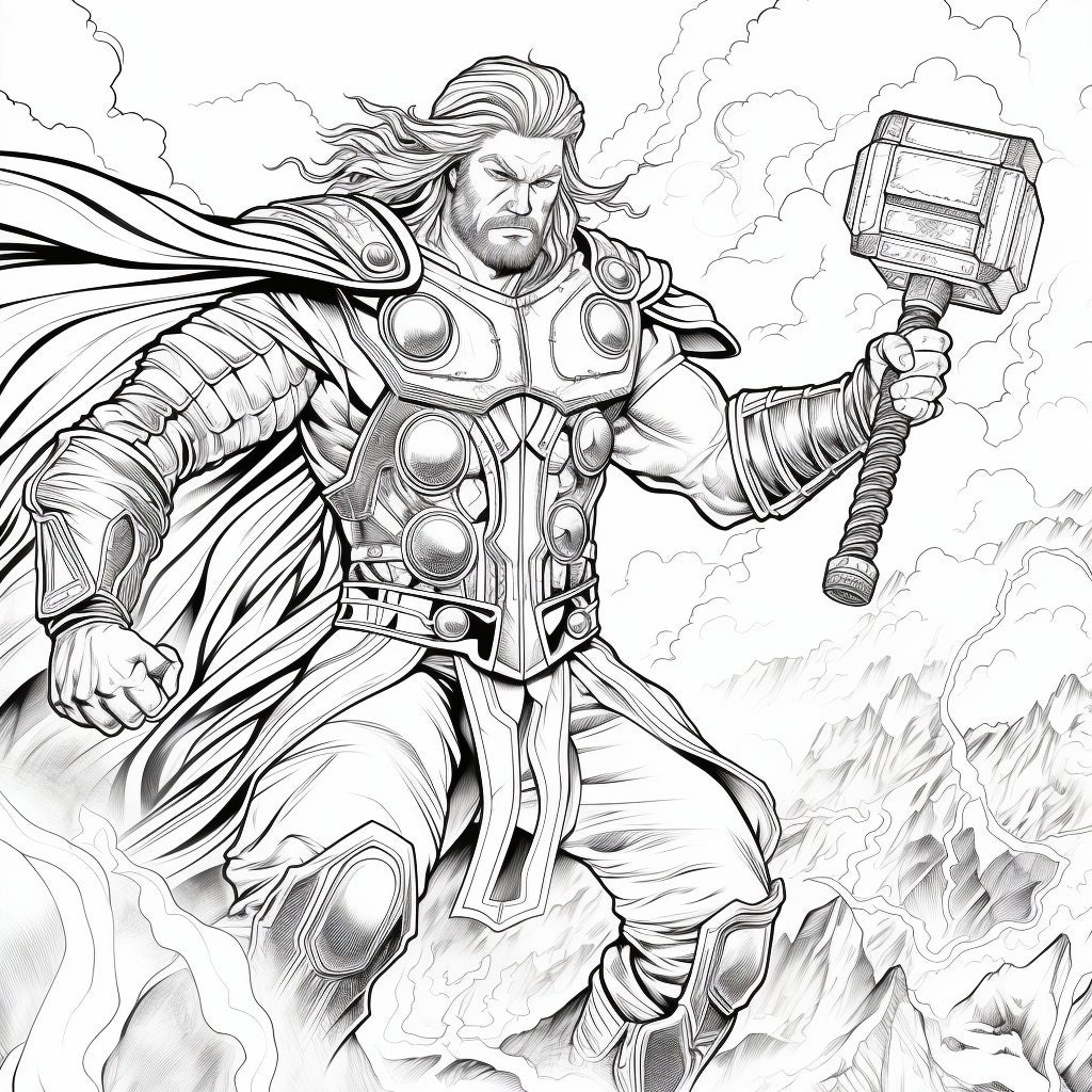 Thor Activity Coloring Sheet Printable Coloring Pages - Etsy